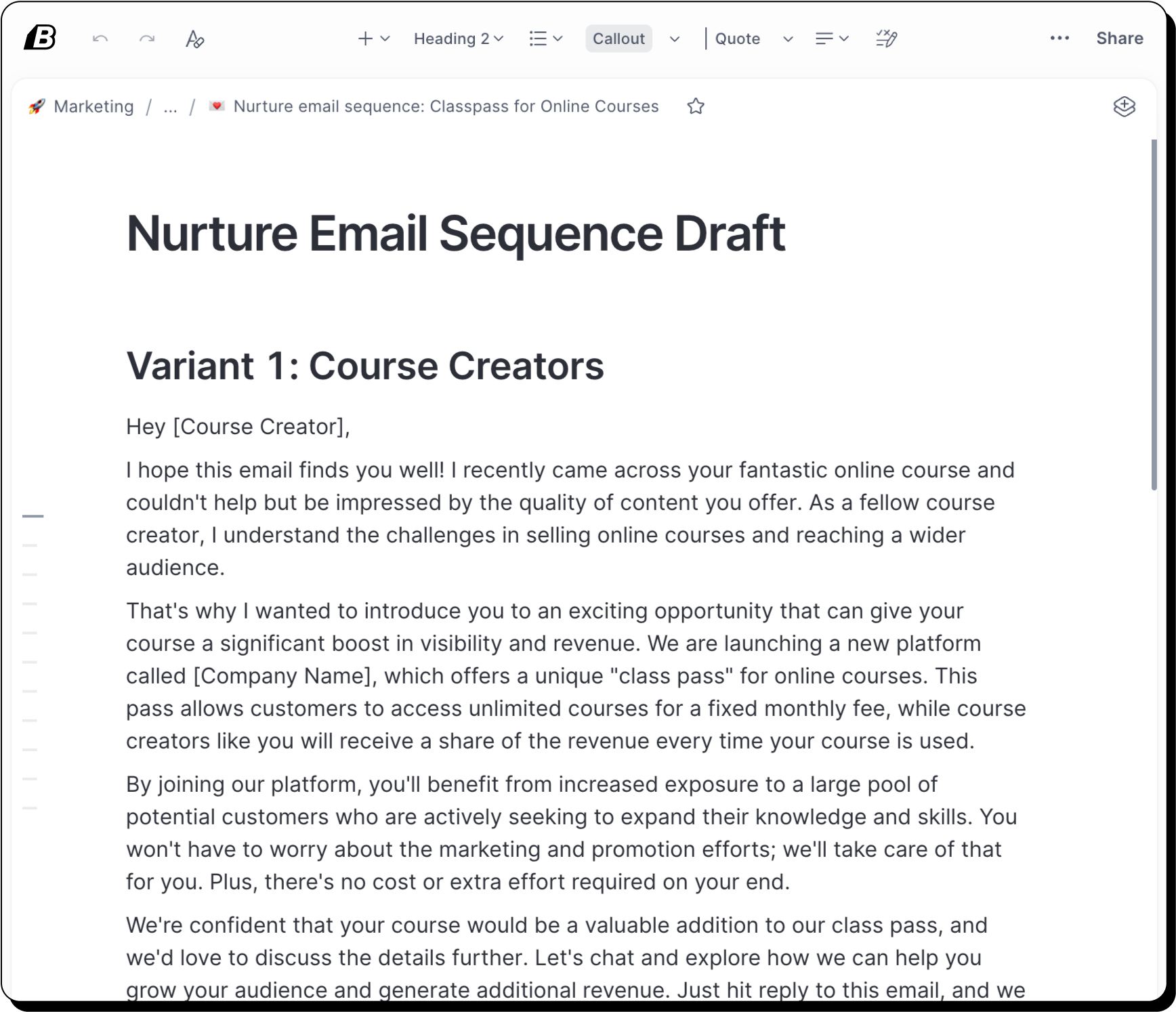Blaze Nurture Email Sequence Template